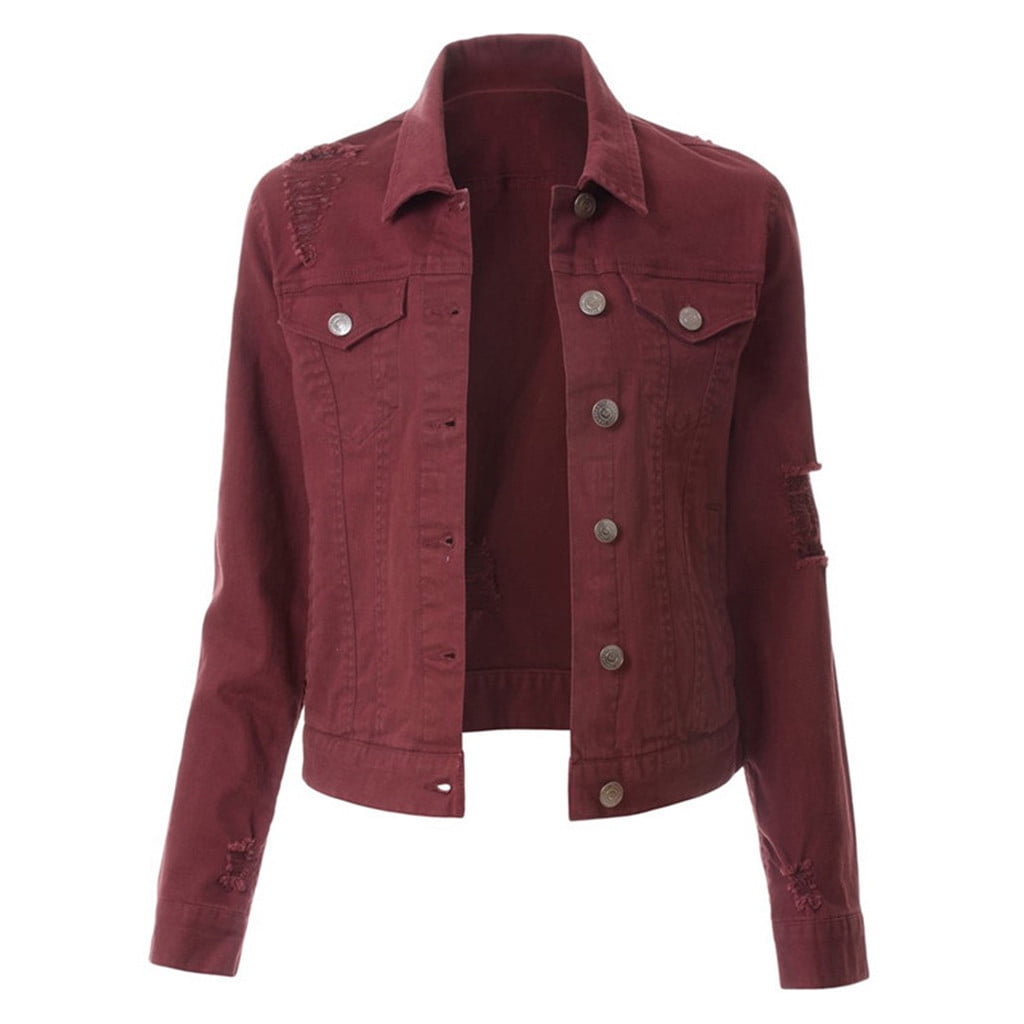 JDEFEG Tan Jean Jacket Women Fashion Jean Coat Bead Overcoat Jacket ...