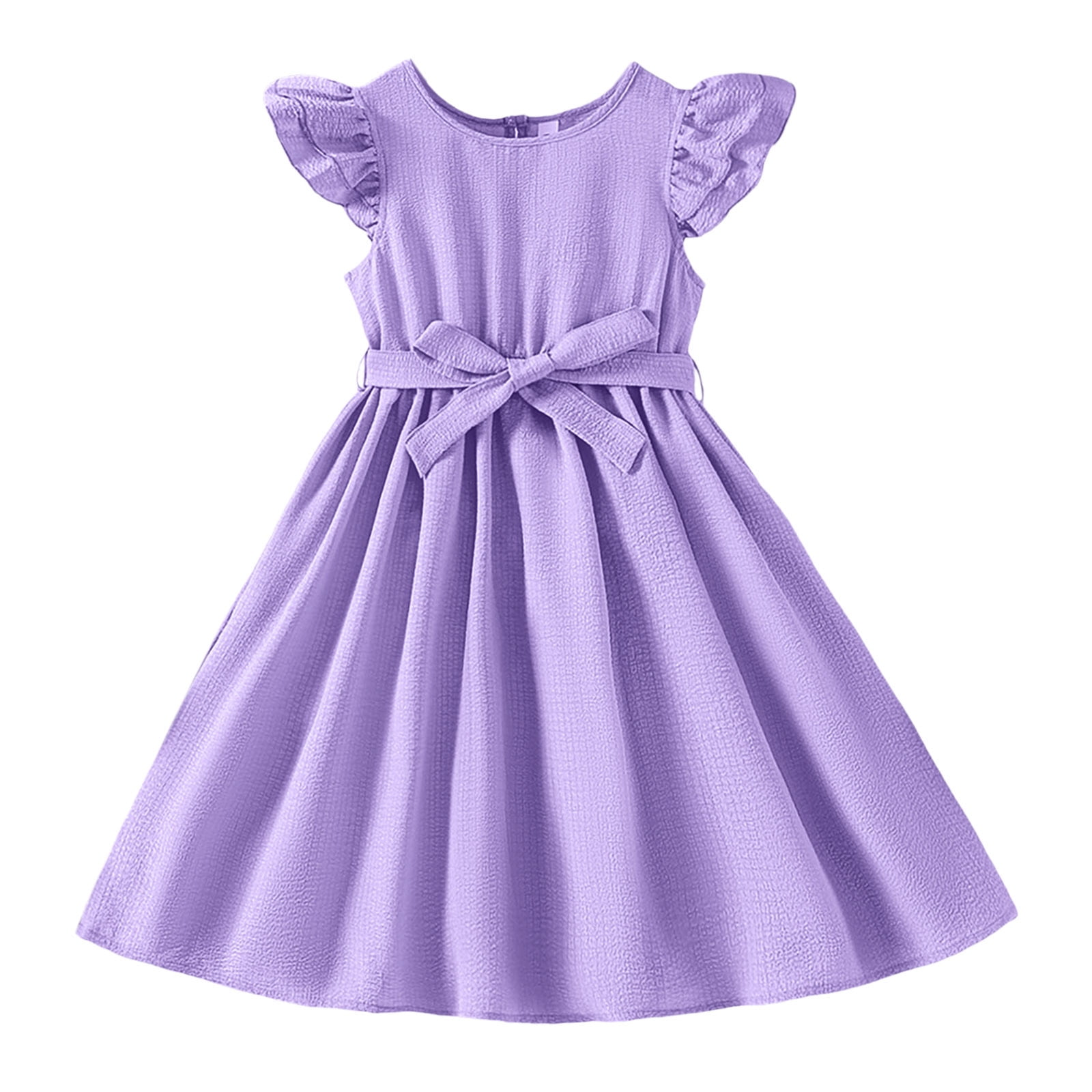 JDEFEG Toddler Girls Fly Sleeve Prints Dress Dance Party Dresses ...