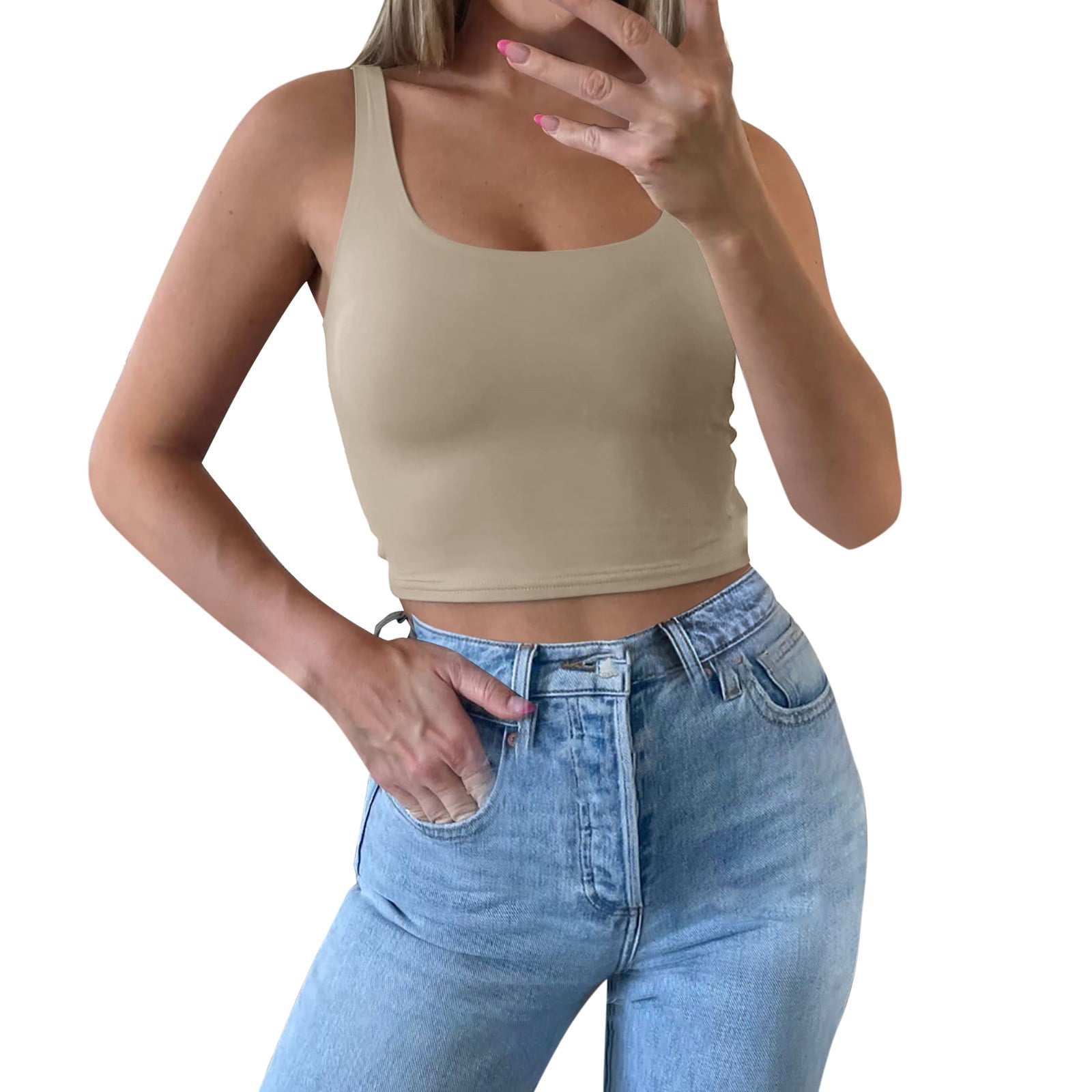 JDEFEG Trainers Choice Women's Double Lined Tank Sleeveless Crop Tank ...