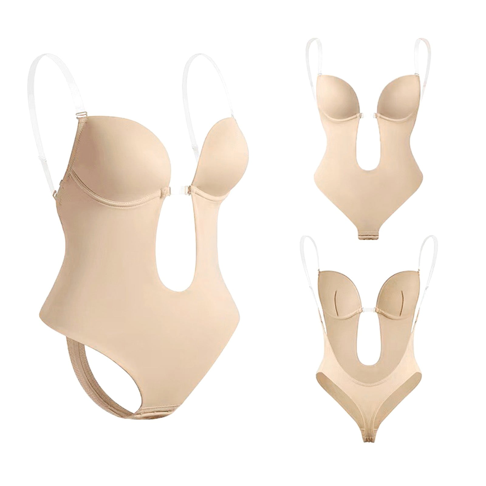 JDEFEG Women's Shapewear Bodysuit Control Tummy Body Shapewear Seamless ...