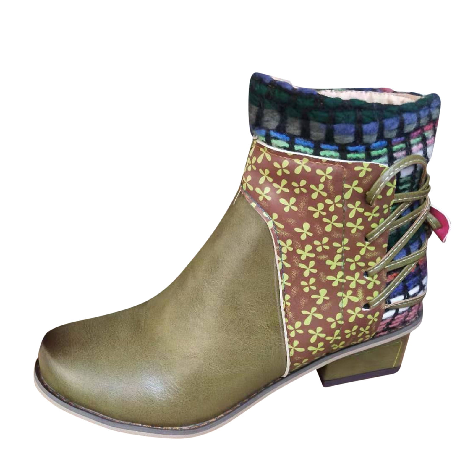JDEFEG Womens Boots with Heel Size 7 Women's Heel Boots Ethnic Short ...