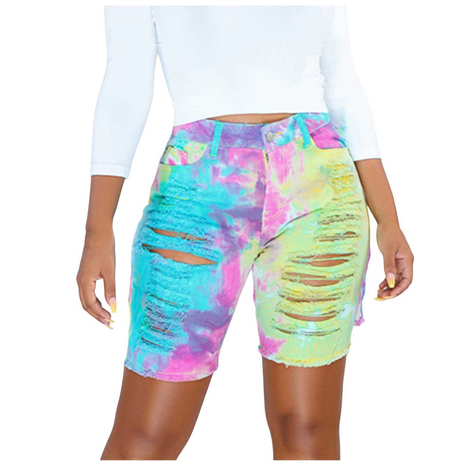 JDEFEG Womens Jean Shorts Skinny Stretchy Denim Shorts Casual Summer ...