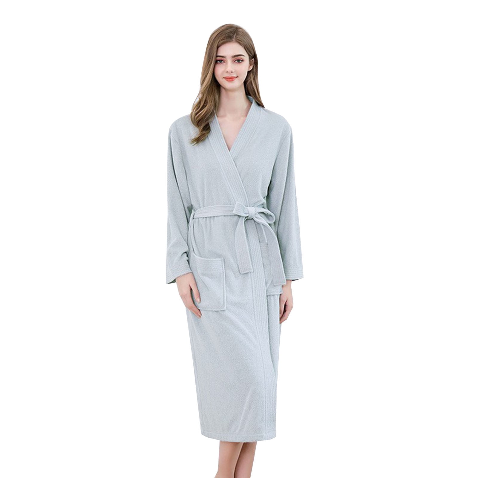 JDEFEG Womens Lightweight Robe Plus Size Womens Robe Soft Shawl Collar ...