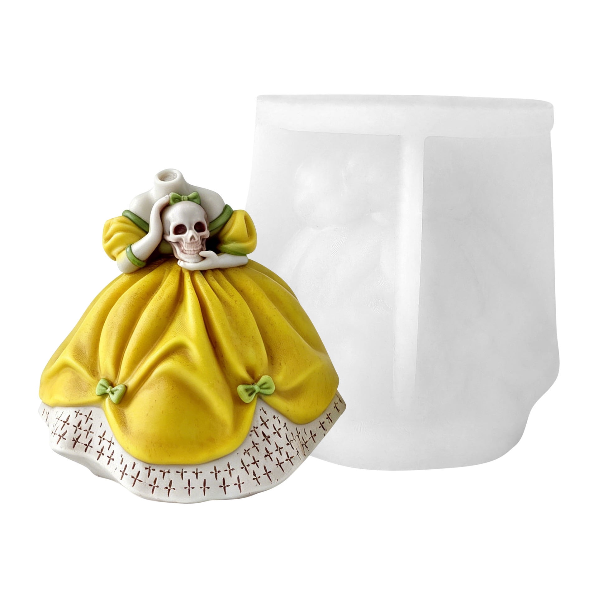 JDH Silicone Halloween Gothic Style Skull Princess Dress Silicone Mold ...