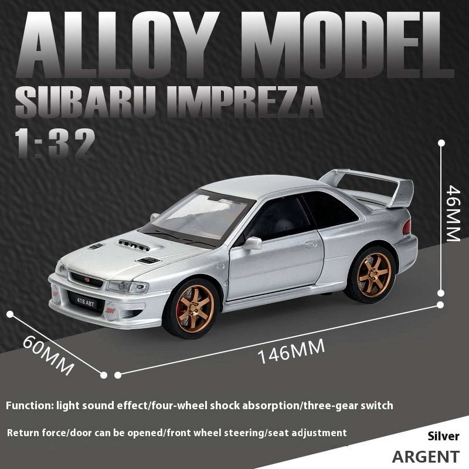 JDM 1:32 Subaru Impreza WRX STI Modified Cultural Vehicle Alloy Metal ...