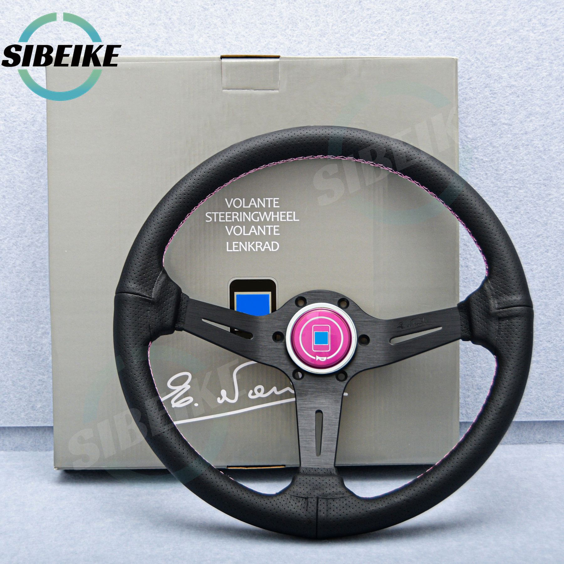 JDM 14inch Universal Leather Steering Wheel Deep Dish Racing Sports ...