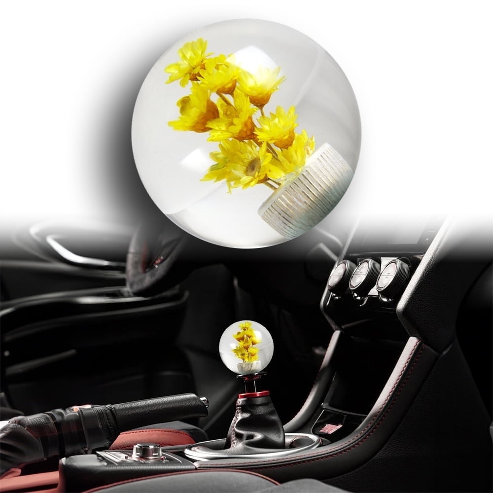 JDM 54mm Real Flower Round Ball Manual Auto Gear Stick Shift Knob Lever ...