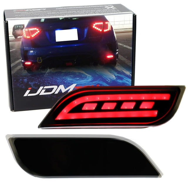 JDM Black-Out Smoked Lens Full LED Lower Bumper Reflector Lights For ...