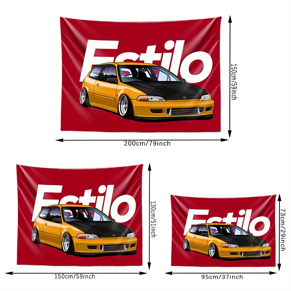 JDM Car Racing Banner Tapestry - Vibrant Polyester Wall Art with Bold ...