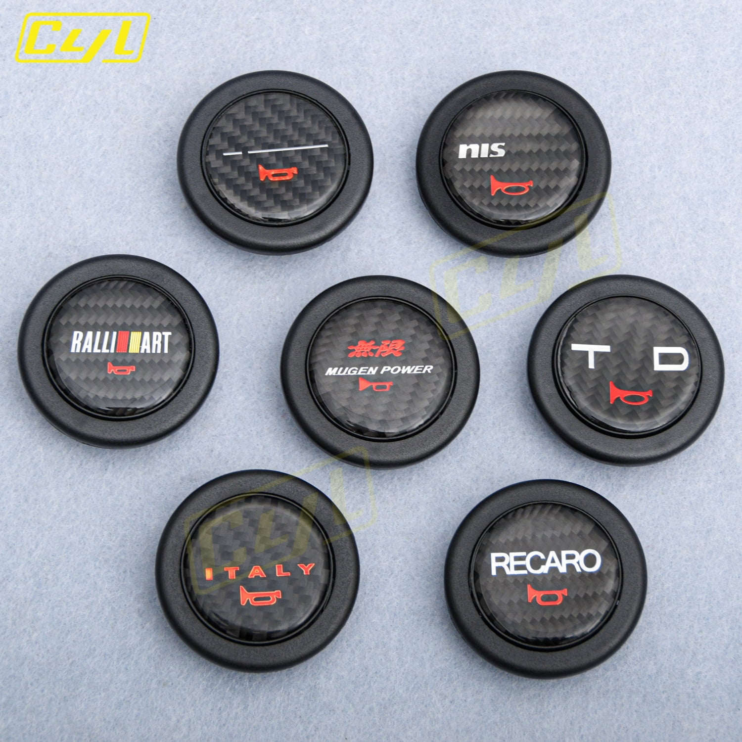 JDM Carbon Fiber Steering Wheel Horn Button MUGEN RECARO Horn Switch ...