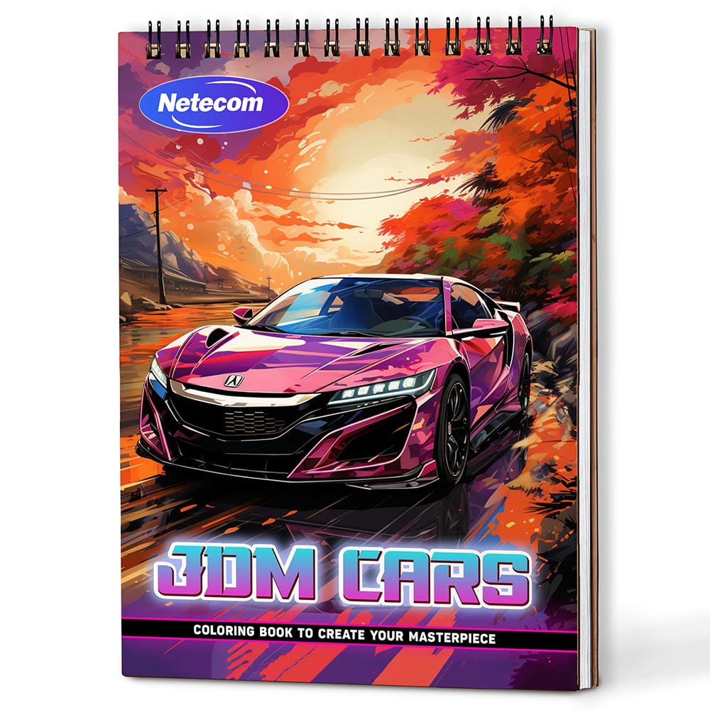 JDM Cars Coloring Book Spiral Bound For Adults, A5 Wooden Cover, 30 ...