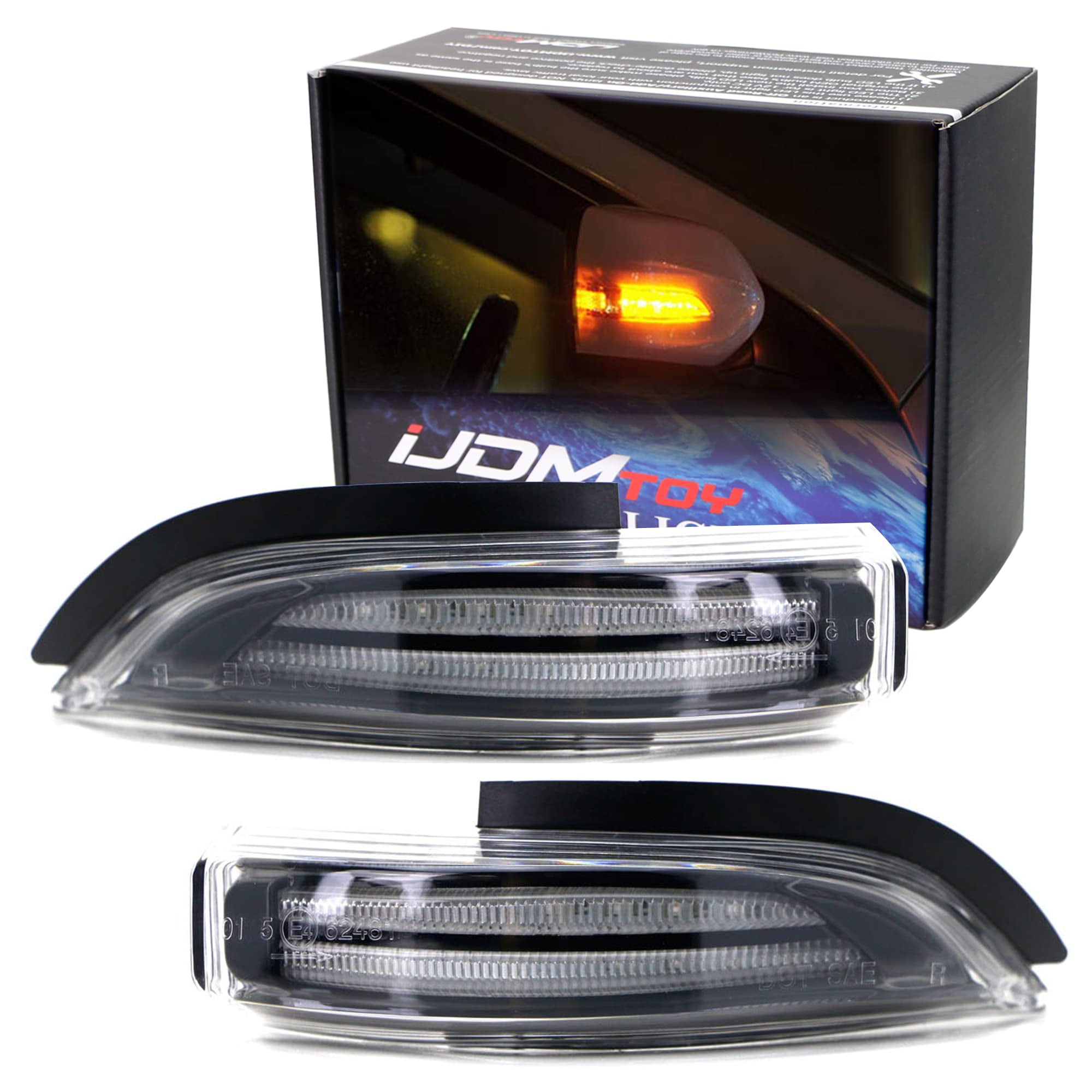 JDM Clear Lens Amber Sequential Flash LED Side Mirror Turn Signal ...
