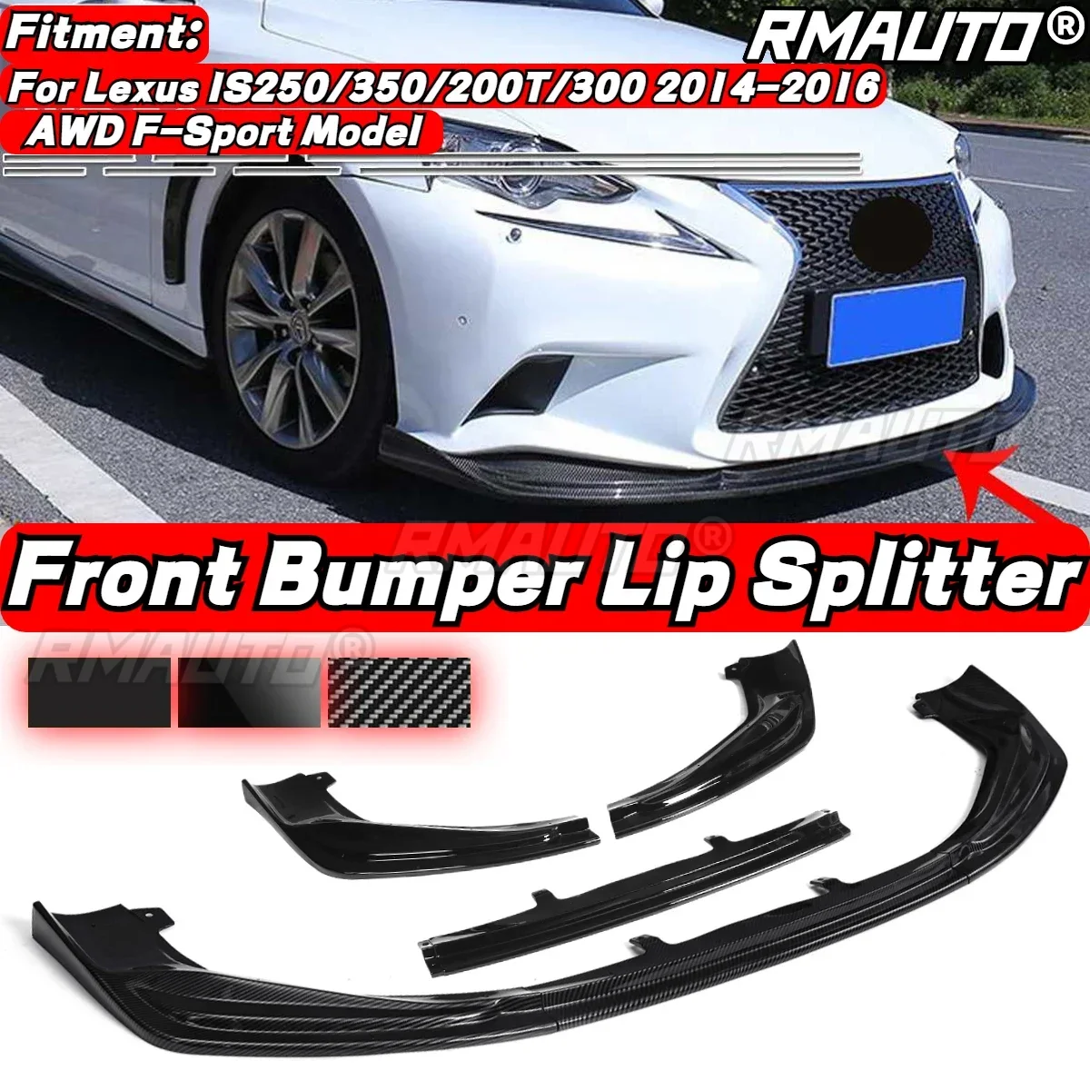 JDM F-Sport Style Car Front Bumper Lip Splitter Spoiler Deflector Chin ...