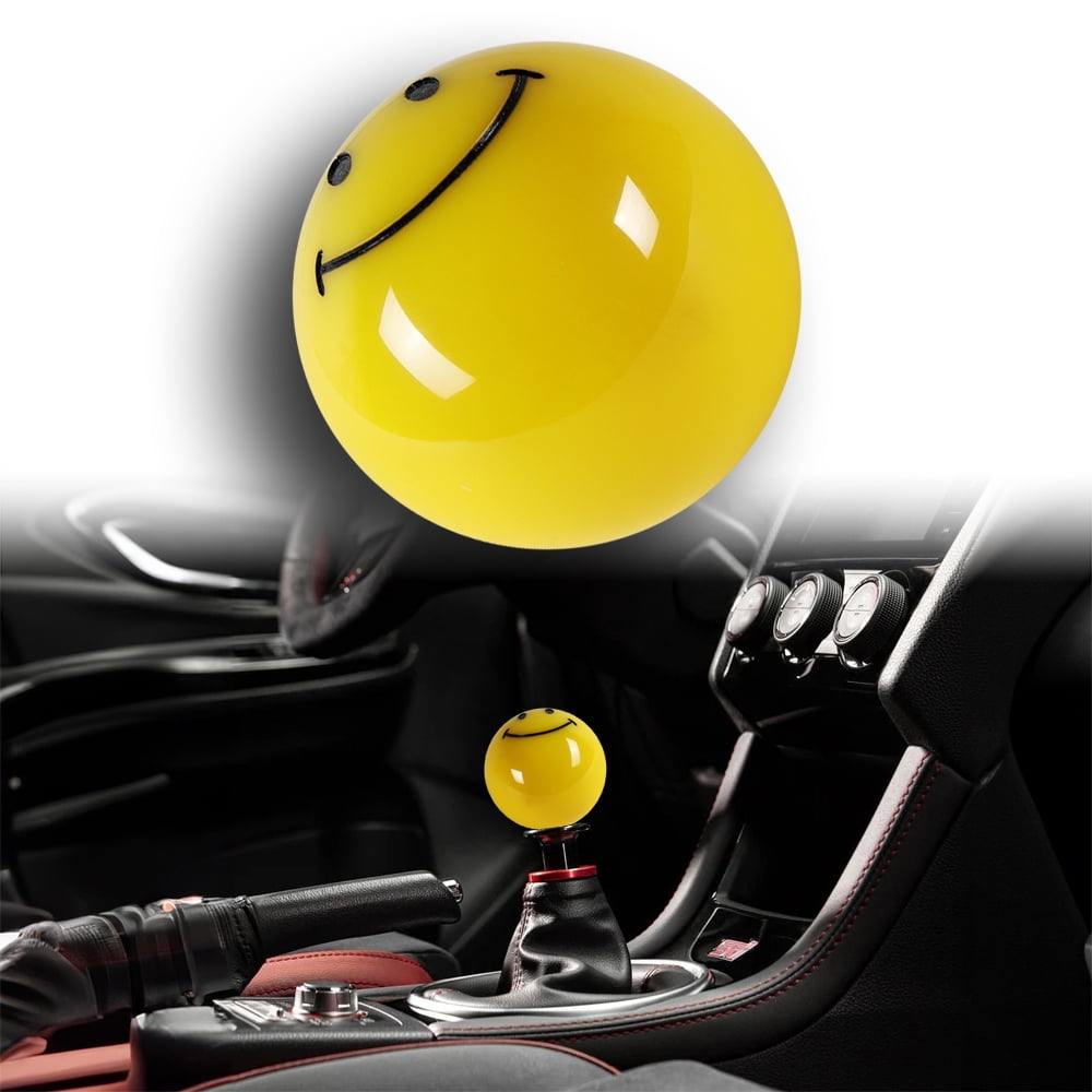 JDM HAPPY SMILE FACE Yellow Round Ball Manual Car Gear Stick Shift Knob ...