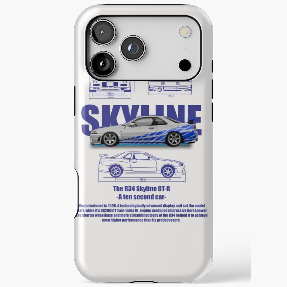 JDM Legend R34 Skyline GTR Art iPhone Case 17 through 11 Pro Max ...