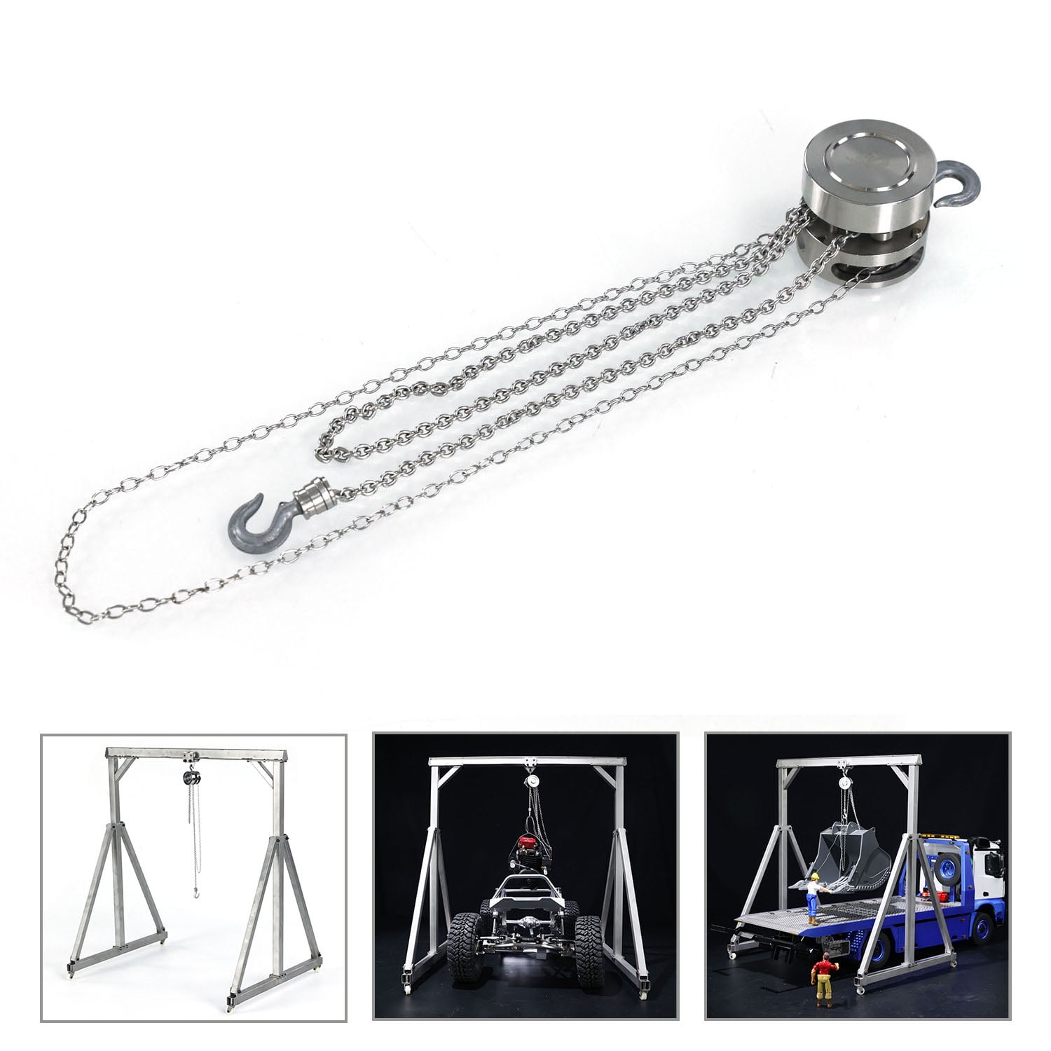 JDM Metal Chain LiftBlock Tackle Hoist Heavy Duty Load for RC Gantry ...