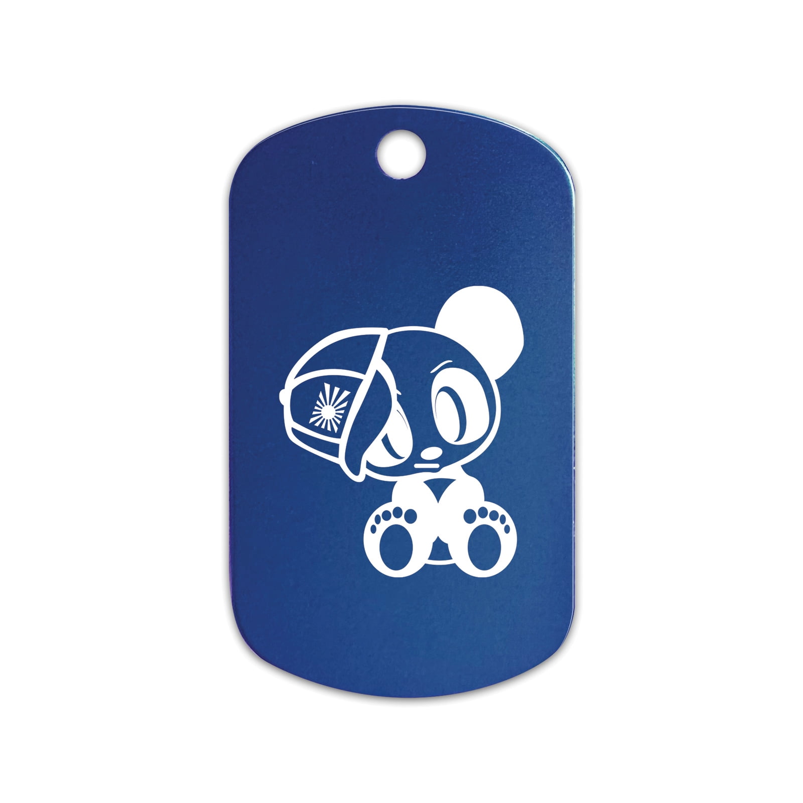 JDM Panda With Hat GI Dog Tag Aluminum Keychain japan rising - Blue ...