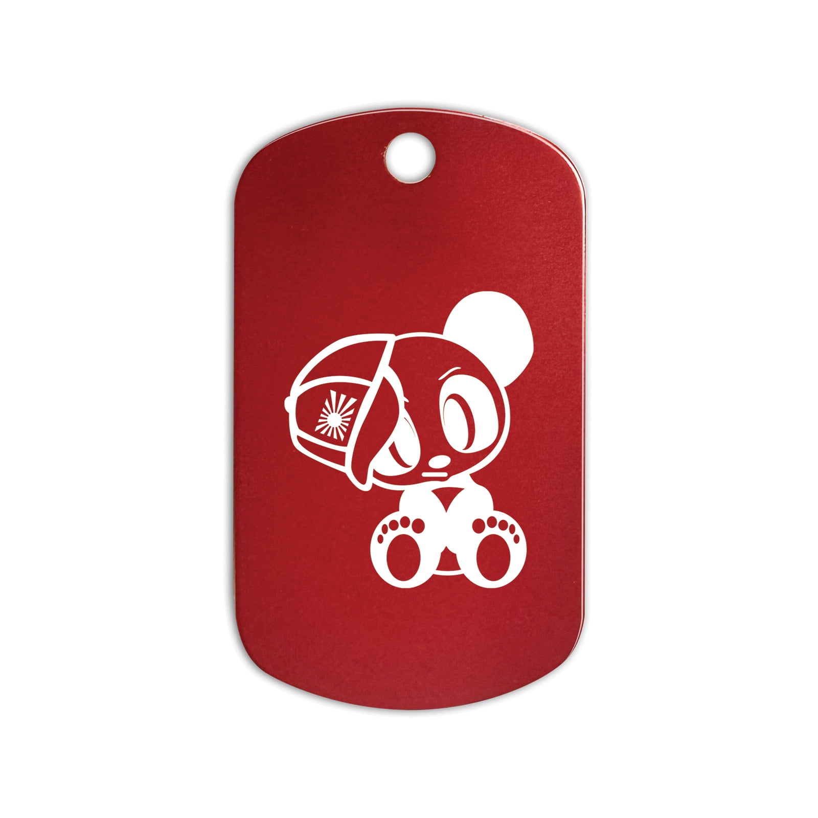 JDM Panda With Hat GI Dog Tag Aluminum Keychain japan rising - Red ...