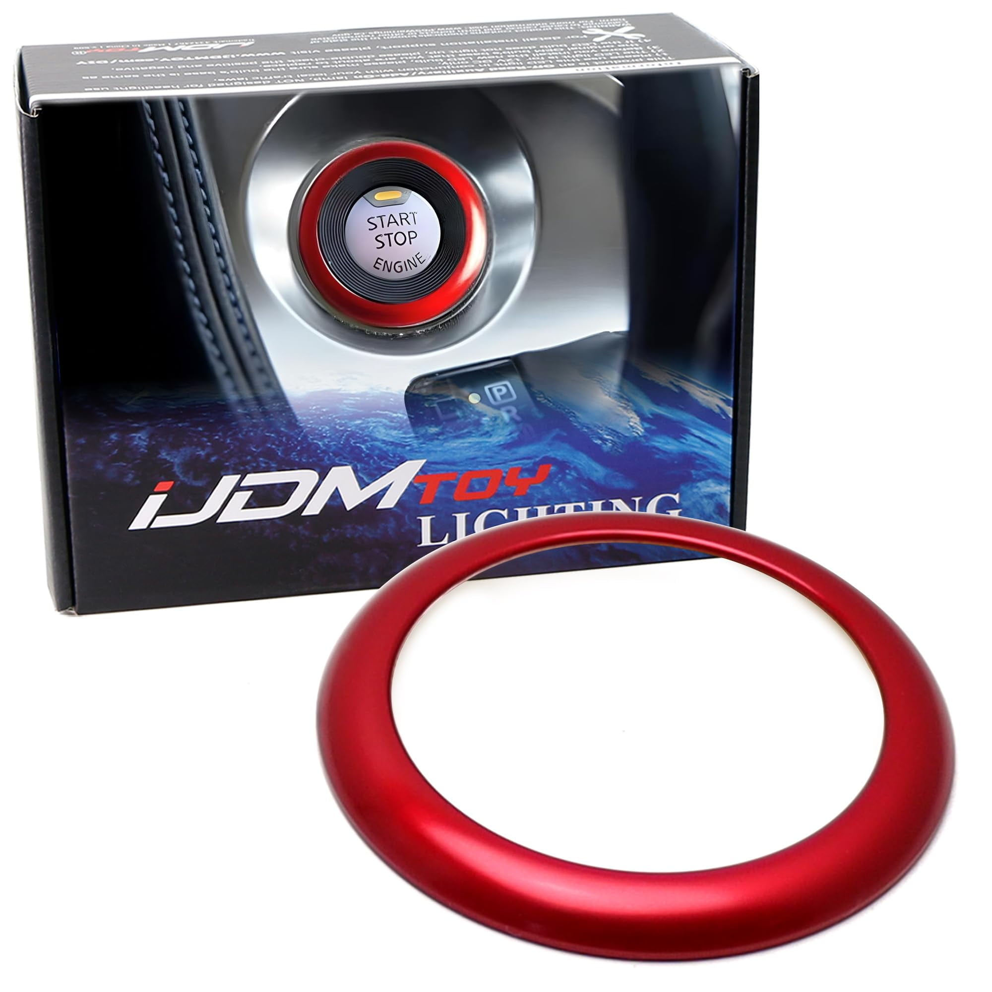 JDM Red Aluminum Keyless Engine Push Start Button Outer Ring For ...