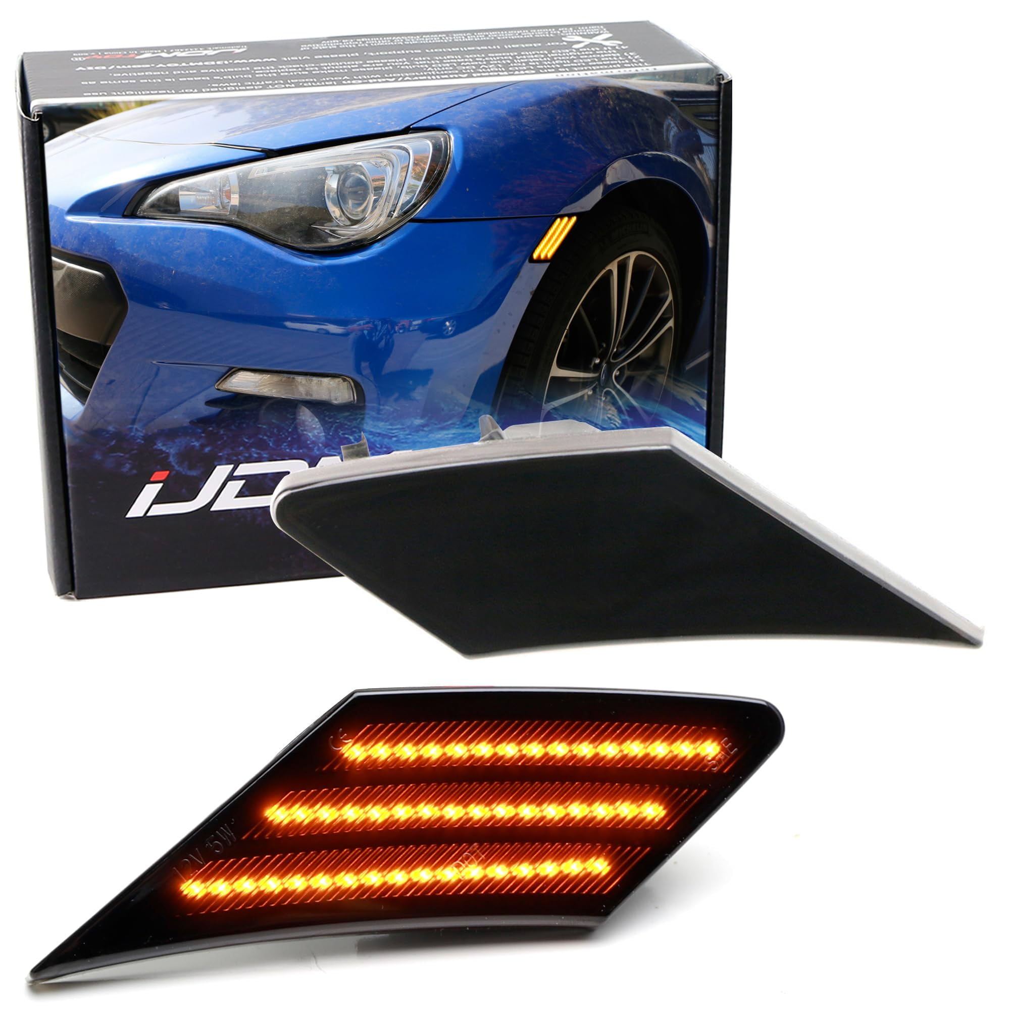 JDM Smoked Lens 3-Stripe Full LED Wheel-Arch Side Marker Light Assembly ...