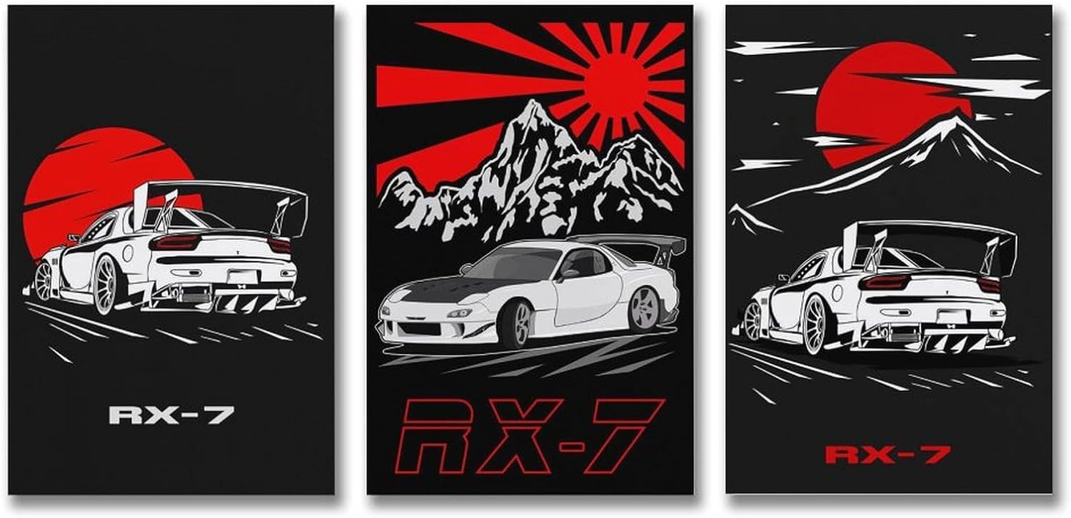 JDM Sport Car Posters Rx7 Car Wall Decor Art-Modern Car WallPrints Cool ...