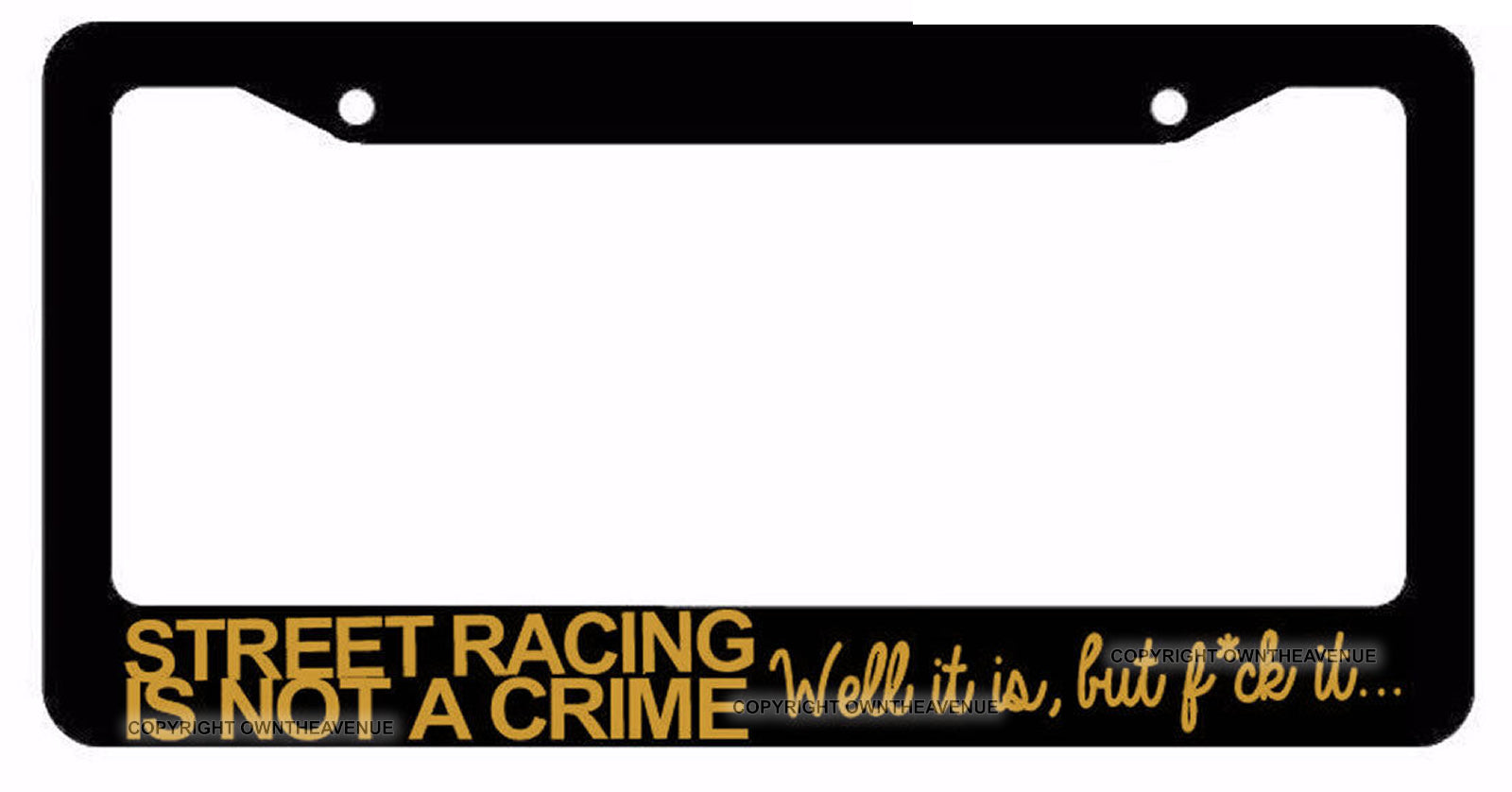 JDM Street Racing Tuner Drifting Funny Black License Plate Frame Gold ...