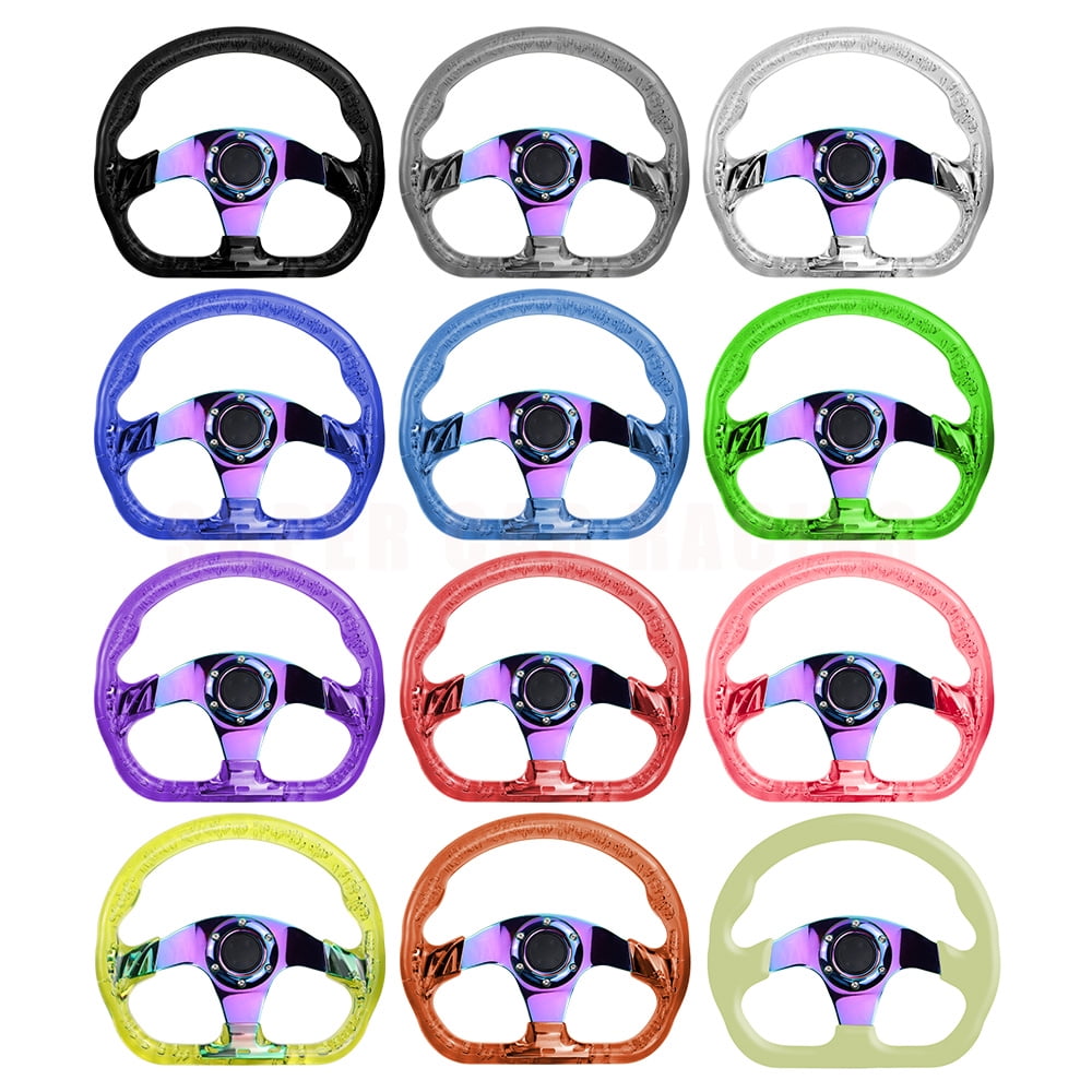 JDM Style D Shape Clear Crystal Bubble 6 Holes Deep Dish Transparent ...