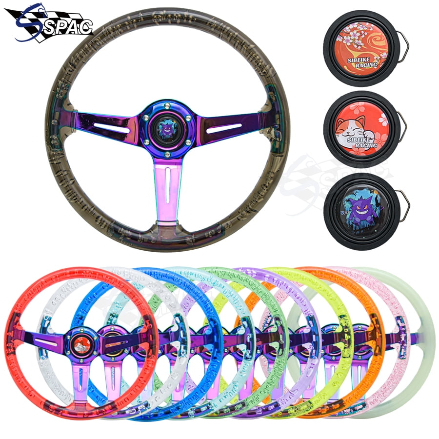 JDM Transparent Acrylic Bubble Steering wheel Universal 350MM with ...