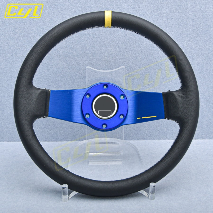 JDM Universal 13inch 2 Spoke SP Steering Wheel Deep Dish Leather Racing ...