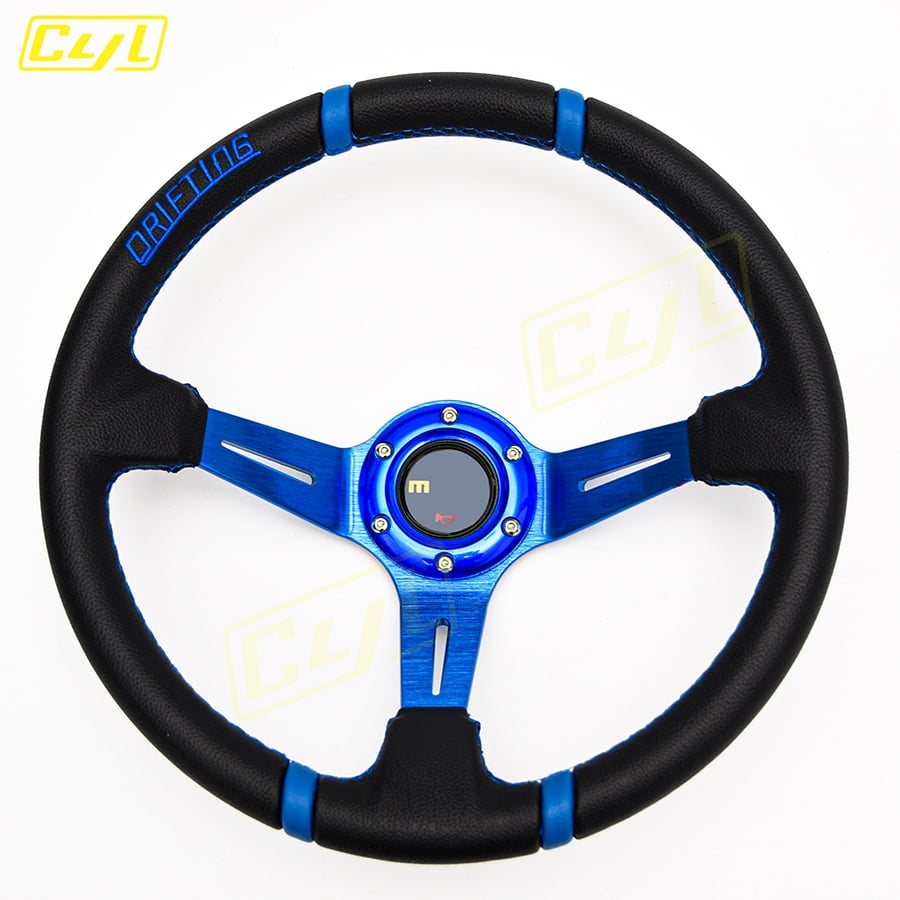 JDM Universal 14inch Deep Dish Steering Wheel PVC Leather Racing Sports ...