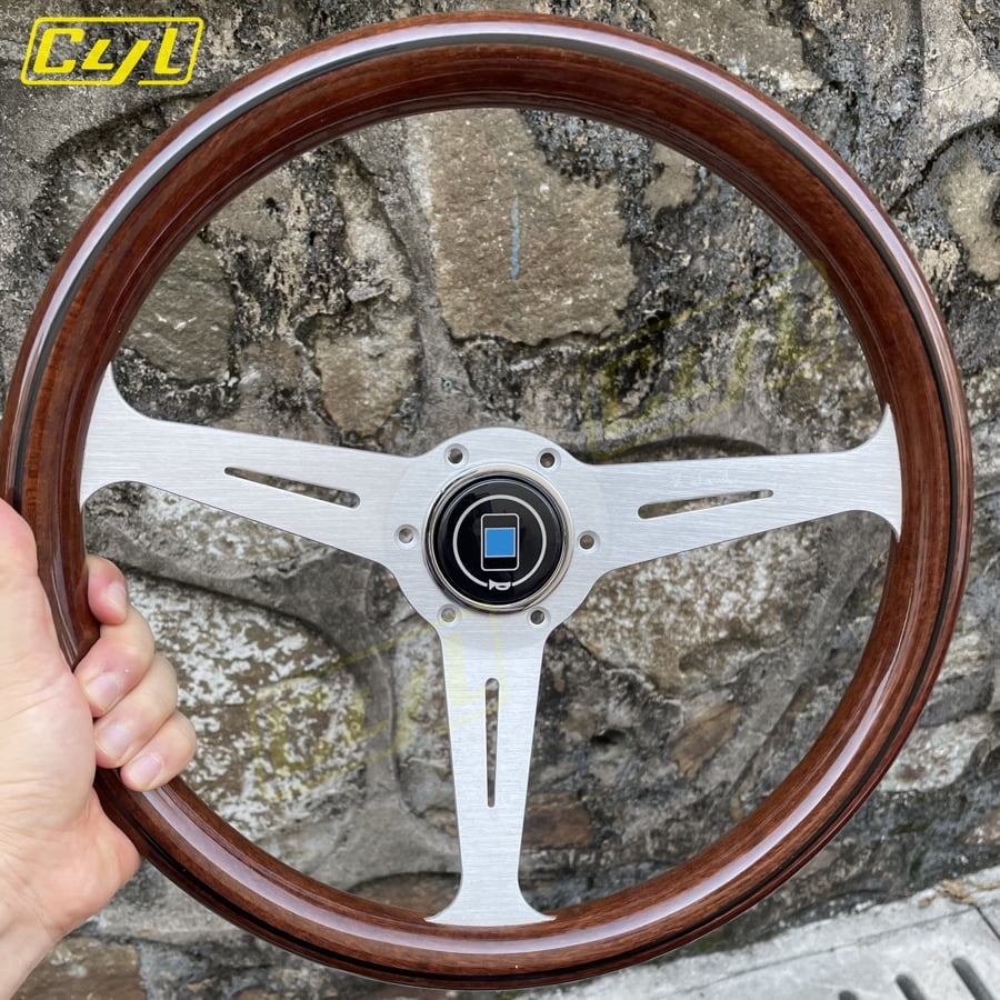 JDM Universal 14inch Wood Film Steering Wheel Flat Dish Classic Sports ...