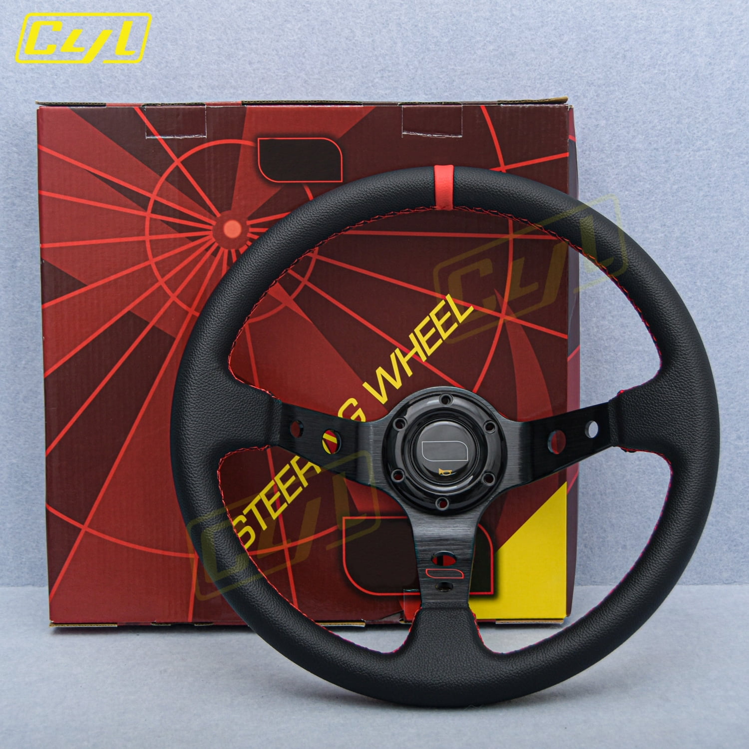 JDM Universal Tuning Leather Steering Wheel Deep Dish Racing Sports ...