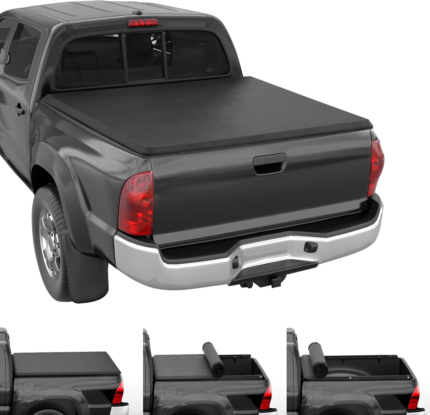 JDMSPEED Soft Roll-up Truck Bed Tonneau Cover Compatible with 2016-2022 Toyota Tacoma 5FT Bed ...