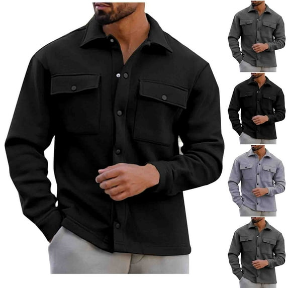 JDQJBZ Men's Winter Coats,Coats For Men Solid Color Fleece Lined ...