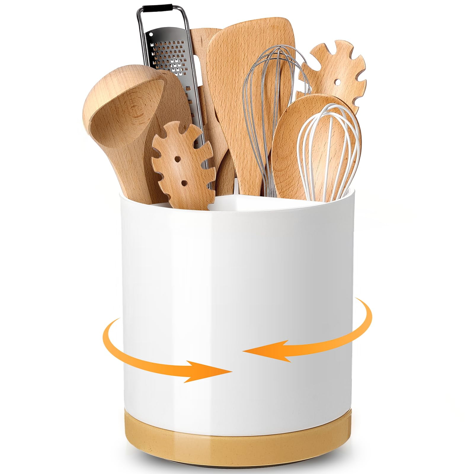 JDQTPOET Kitchen Cooking Utensil Holder, 360° Rotating Large Utensil ...