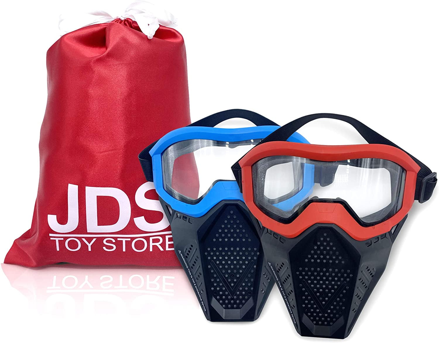 JDS Red & Blue 2 Pack Kids Teens Tactical Face Mask with Bonus Dart ...