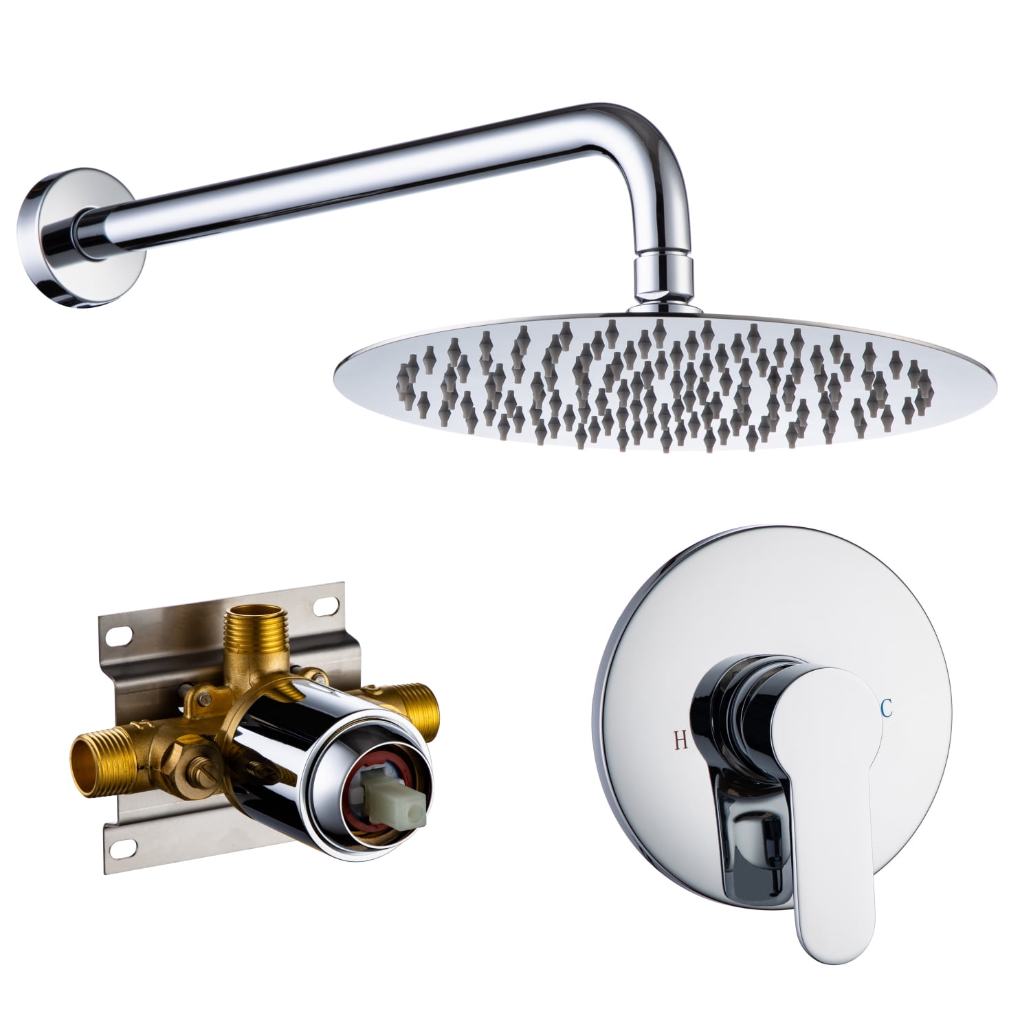 JDZDESIGN Shower Faucet Set Wall Mount Round hower System Mixer Set 10 ...