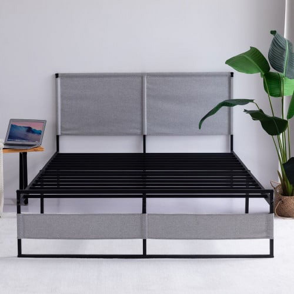 JDZDESIGN V4 Metal Bed Frame 14 Inch King Size with Headboard and ...