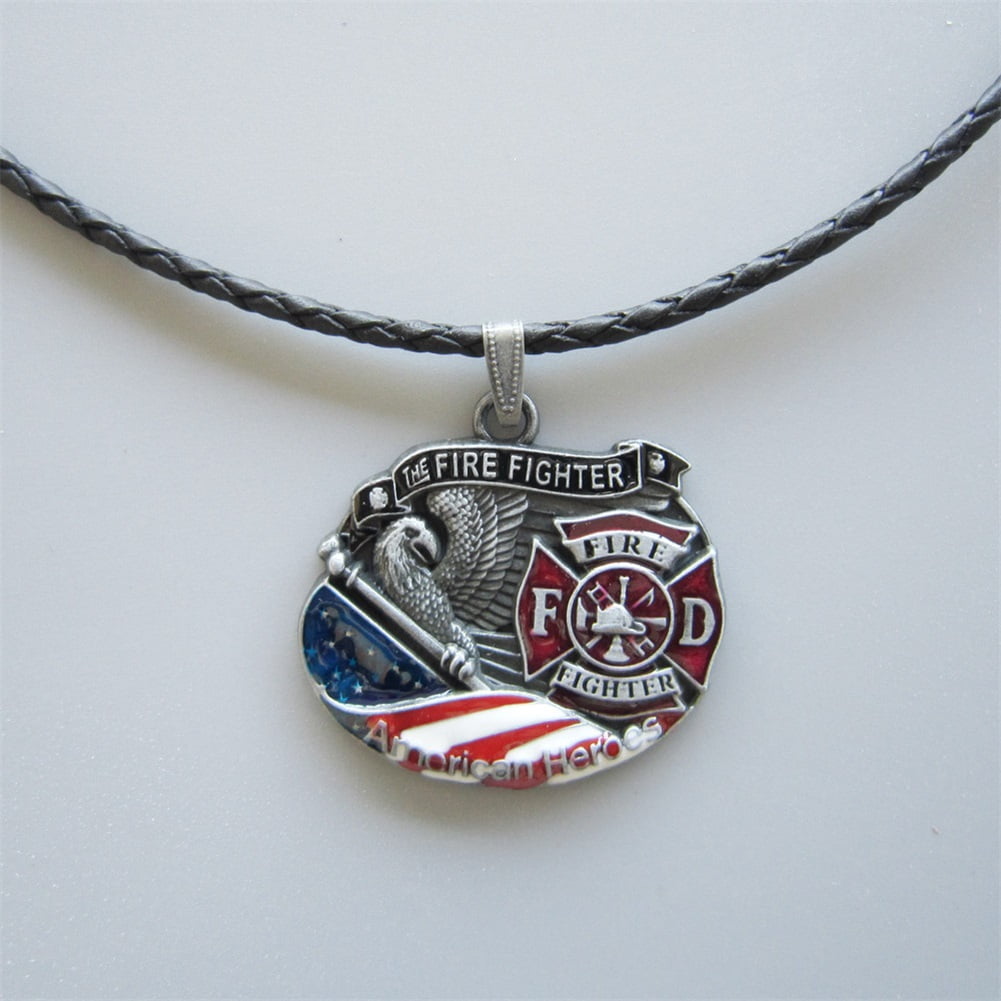 JEAN'S FRIEND Fire Firefighter Vintage Style Metal Charm Leather ...