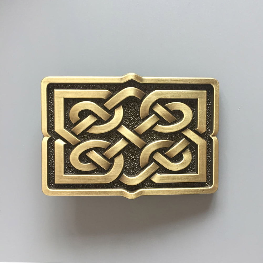 JEAN'S FRIEND Vintage Bronze Plated Cross Knot Rectangle Belt Buckle ...