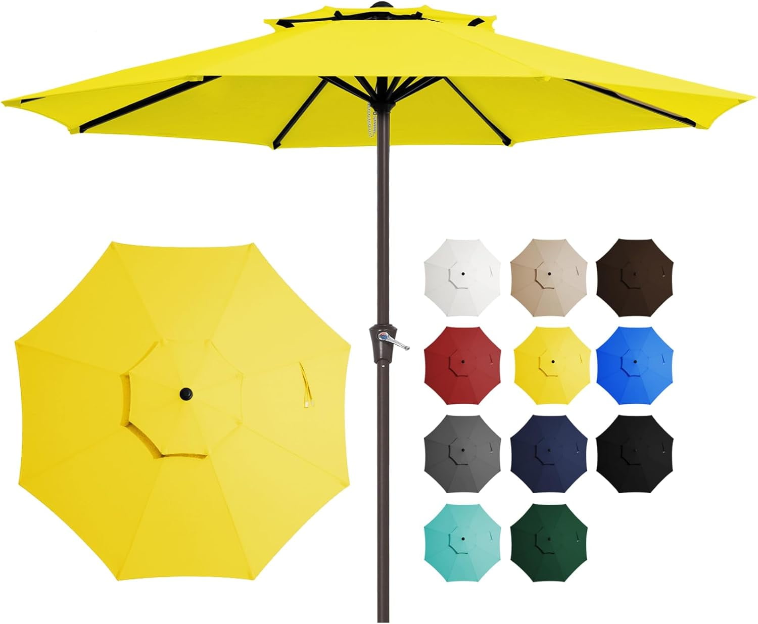 JEAREY 11FT 2-Tiers Patio Umbrellas Outdoor Large Market Umbrella With ...