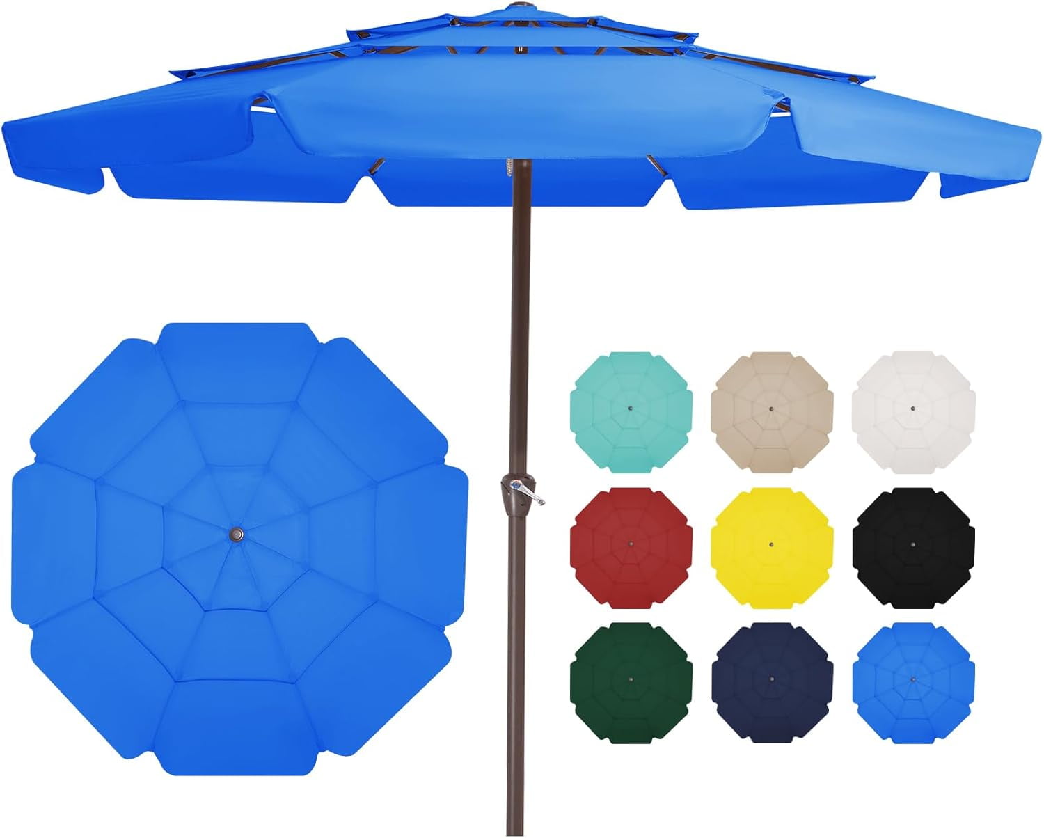 JEAREY 3-Tiers 12 FT Patio Umbrellas Outdoor Large Market Umbrella With ...