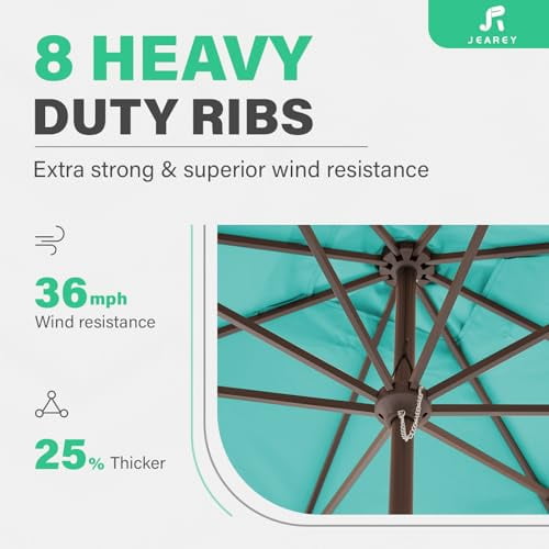 JEAREY 8 FT x 10 FT Rectangular Patio Umbrellas Outdoor Large Market ...