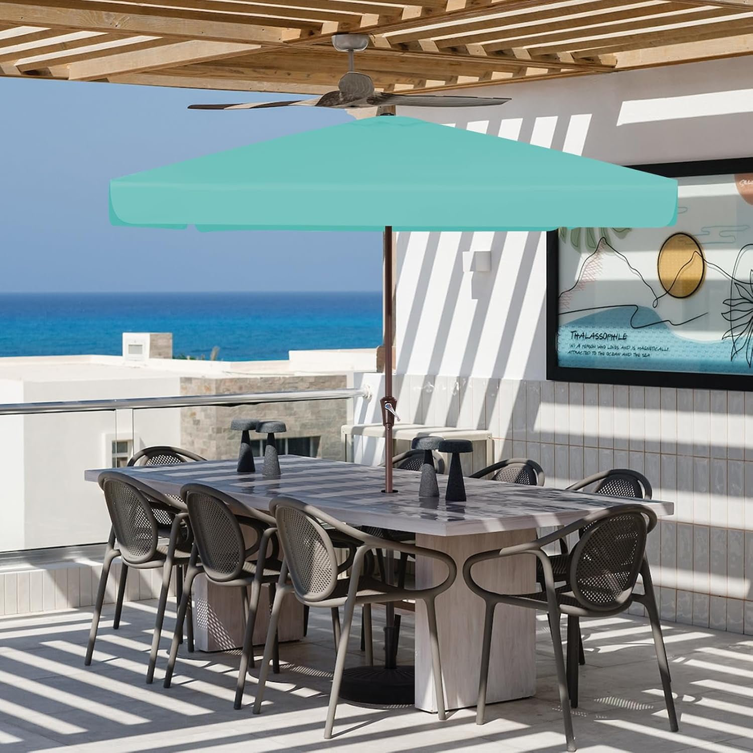 JEAREY 8 FT x 10 FT Rectangular Patio Umbrellas Outdoor Large Market ...