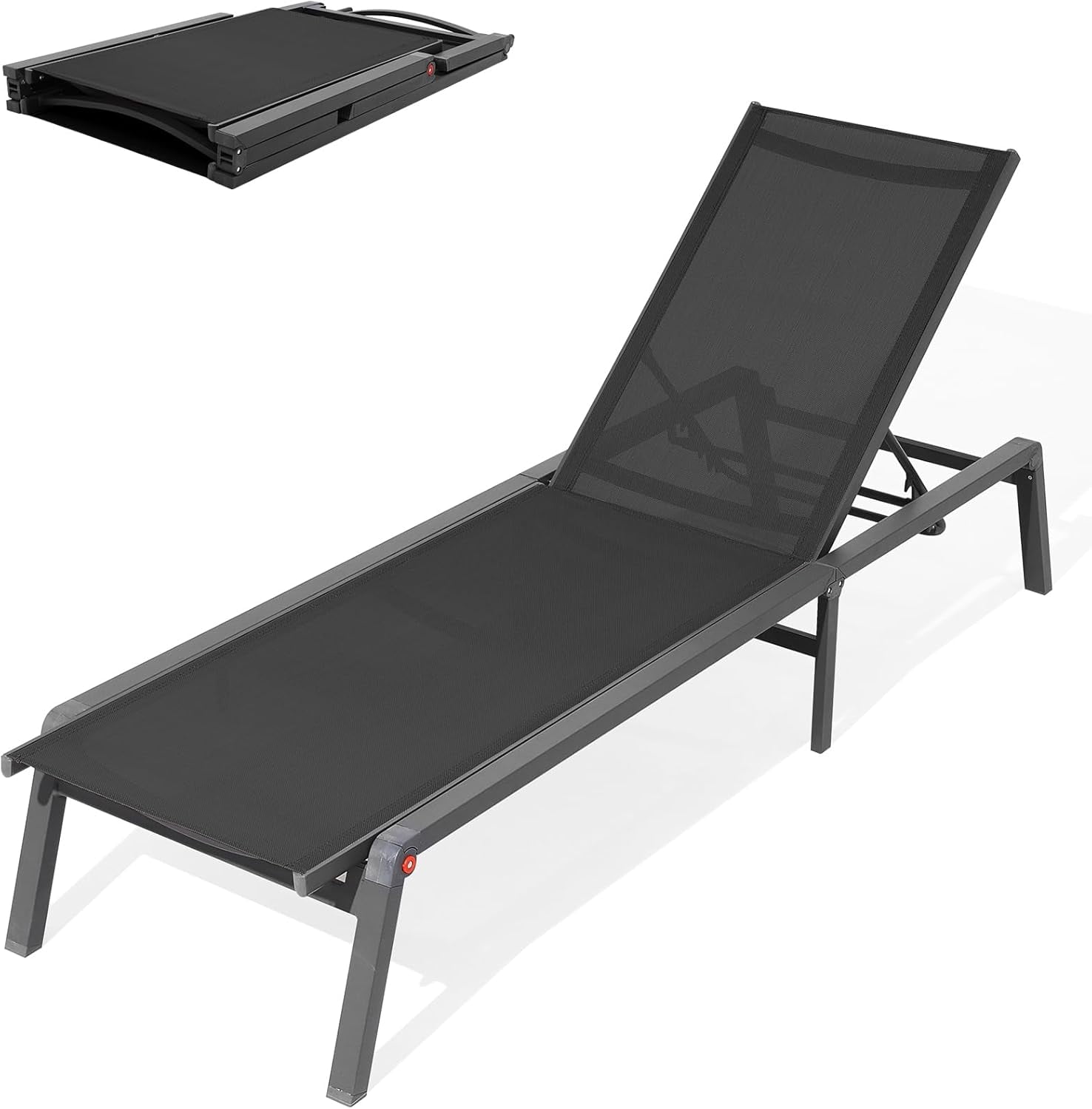 JEAREY Aluminum Chaise Lounge Chair Outdoor, Foldable & Assemble Free ...