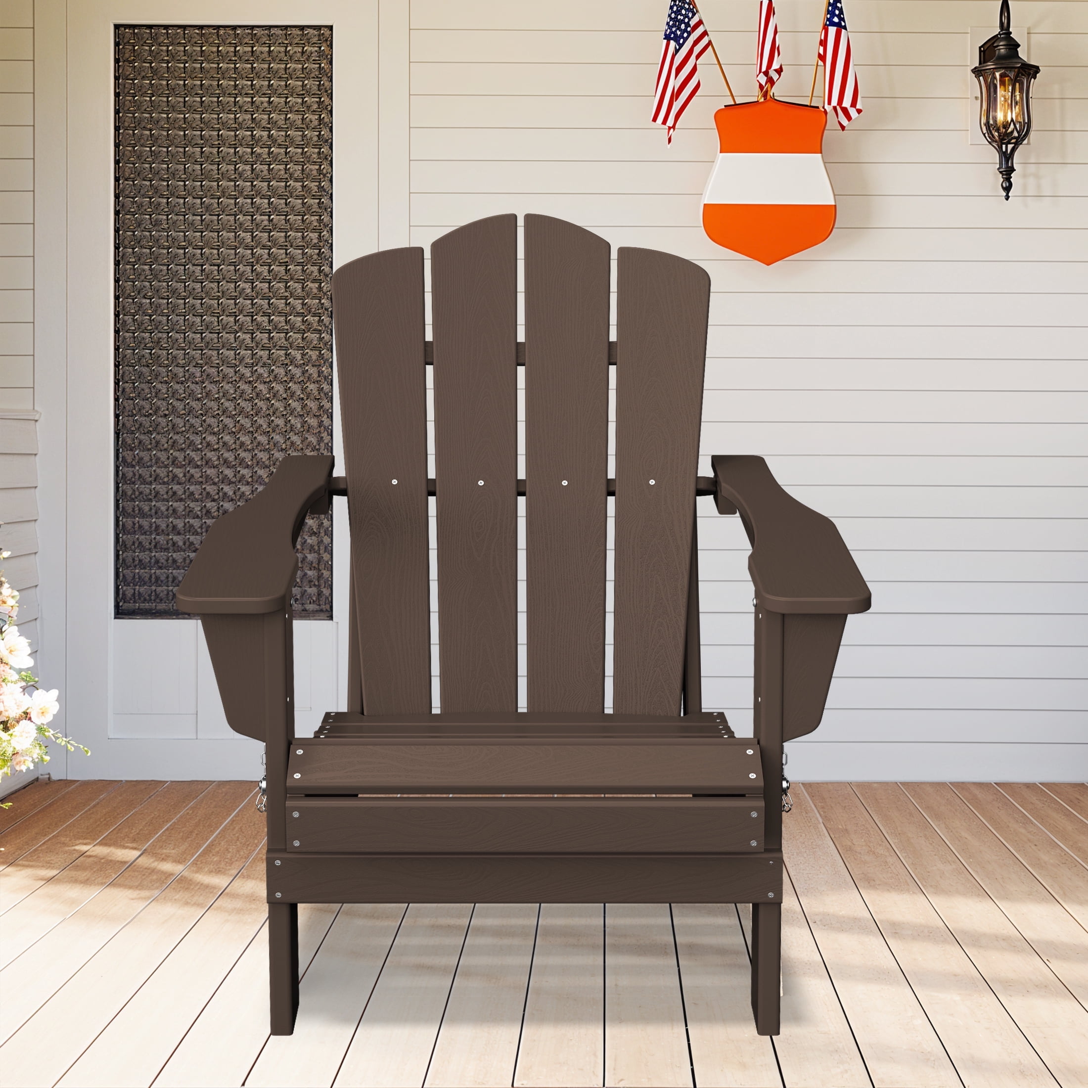 JEAREY Folding Adirondack Loveseat, HDPE All-Weather,Outdoor Plastic ...