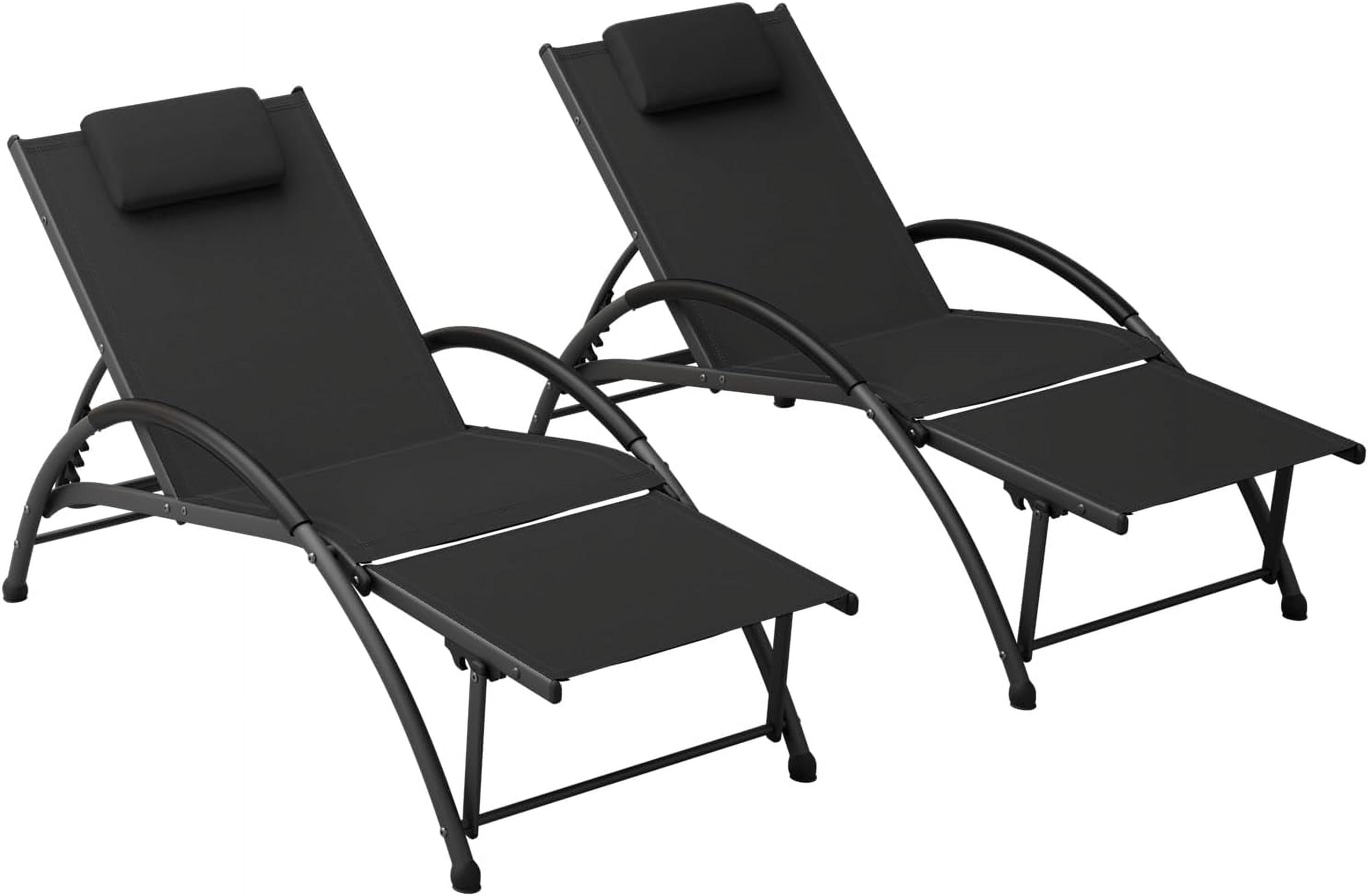 JEAREY Patio Chaise Lounge Chair Set of 2, 5 Positions Adjustable ...
