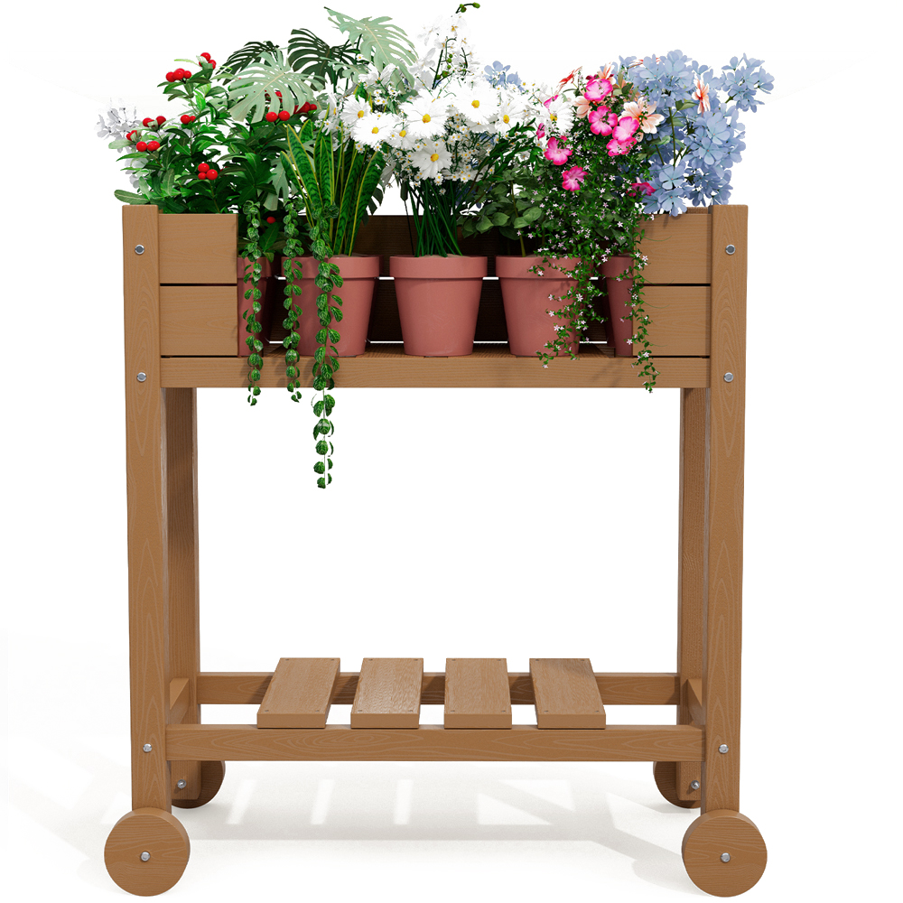 JEAREY Raised Planter Box with Legs, Outdoor 2-Tier Plastic Elevated ...