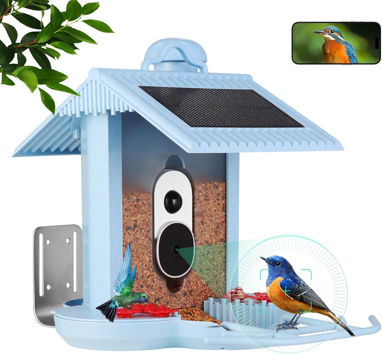 JEAREY Smart Hummingbird Feeder with Solar Panel and AI Identify ...