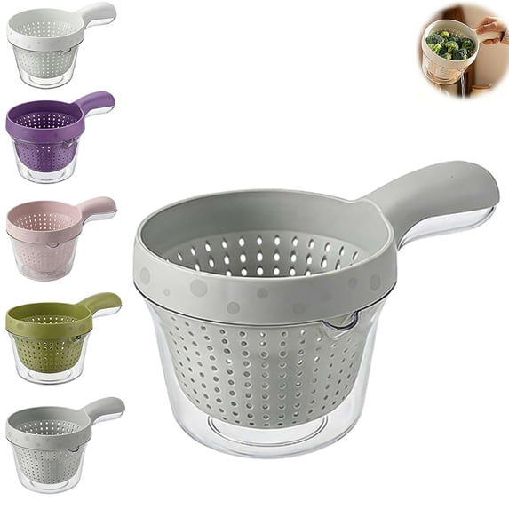JEBTBFZE Fruit Rinser Strainer Container, Dual Layer Draining Basket ...